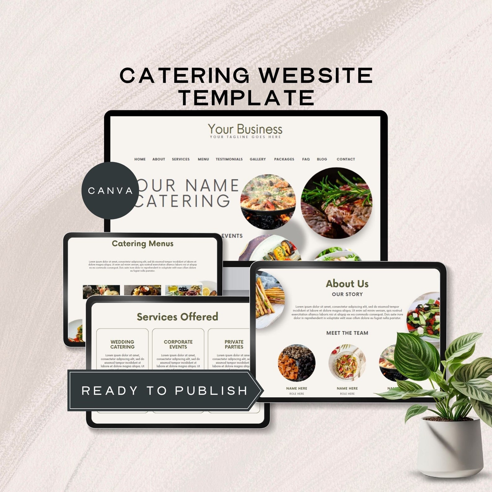 Catering Website Template Canva Food Catering Business Service Wedding ...