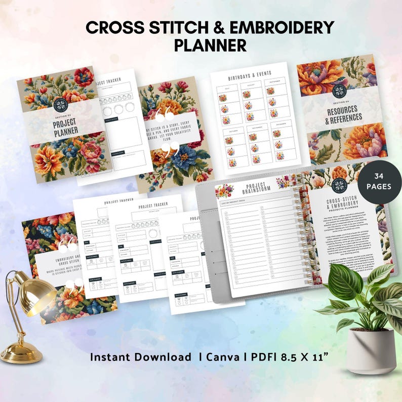 Cross Stitch Planner Embroidery Design Project Digital Cross Stitching ...