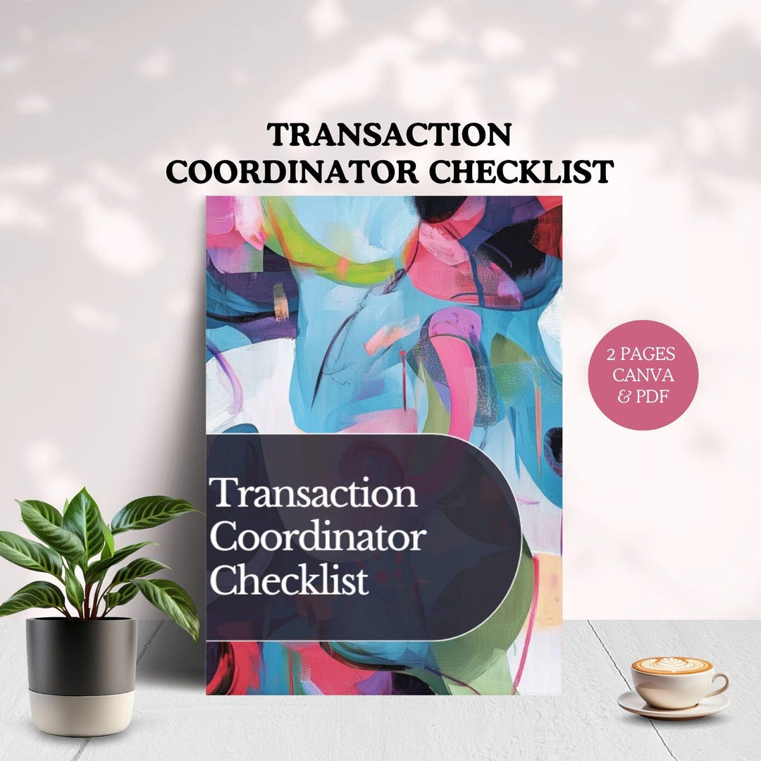 Real Estate Transaction Coordinator Checklist Listing Realtor Agent ...