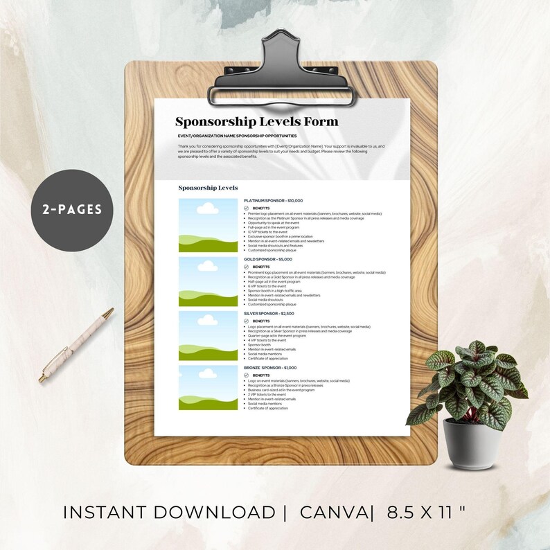 Sponsorship Levels Form Template Pta Sponsorship Levels Flyer Canva ...
