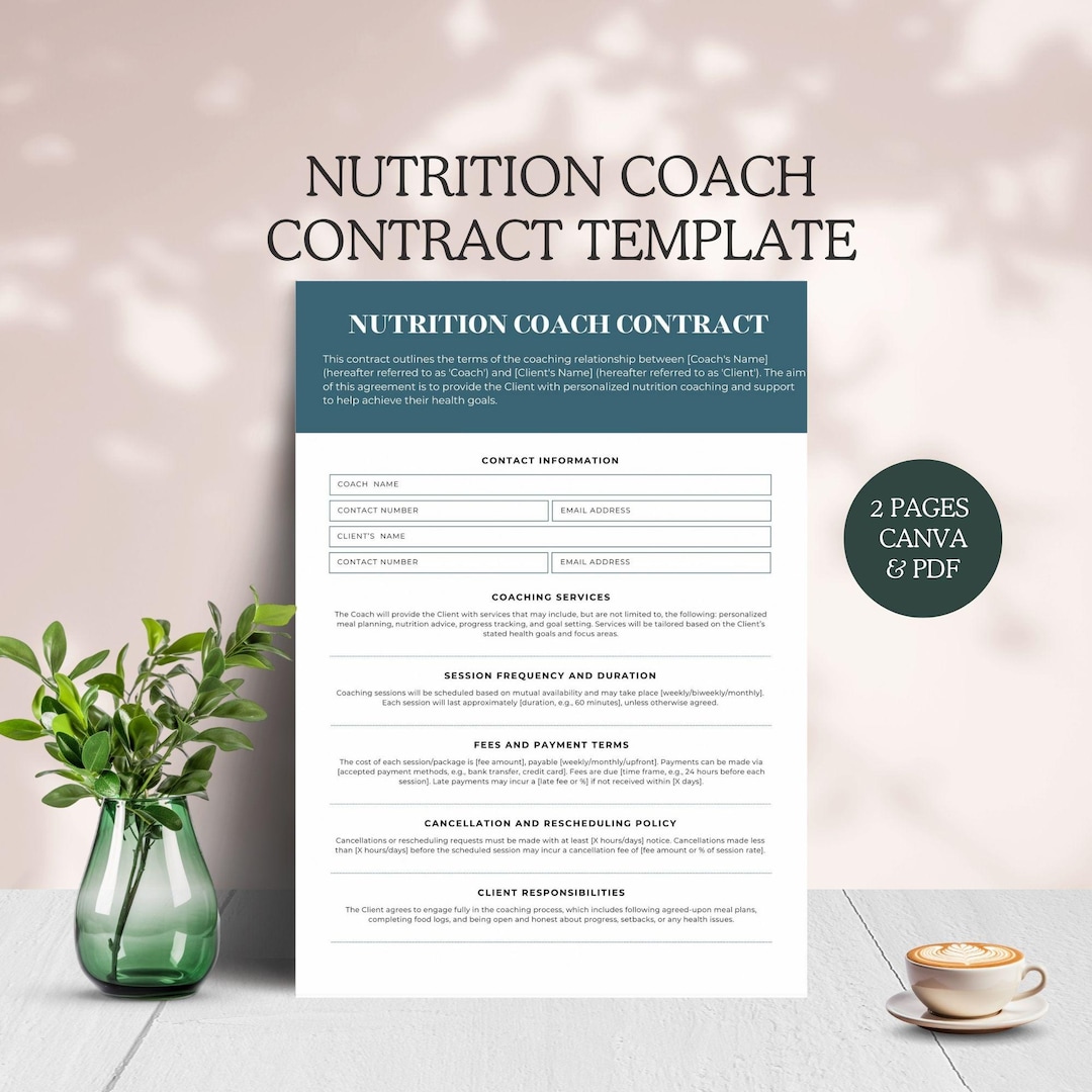 Nutrition Coach Contract Template Wellness Coach Client Onboarding ...