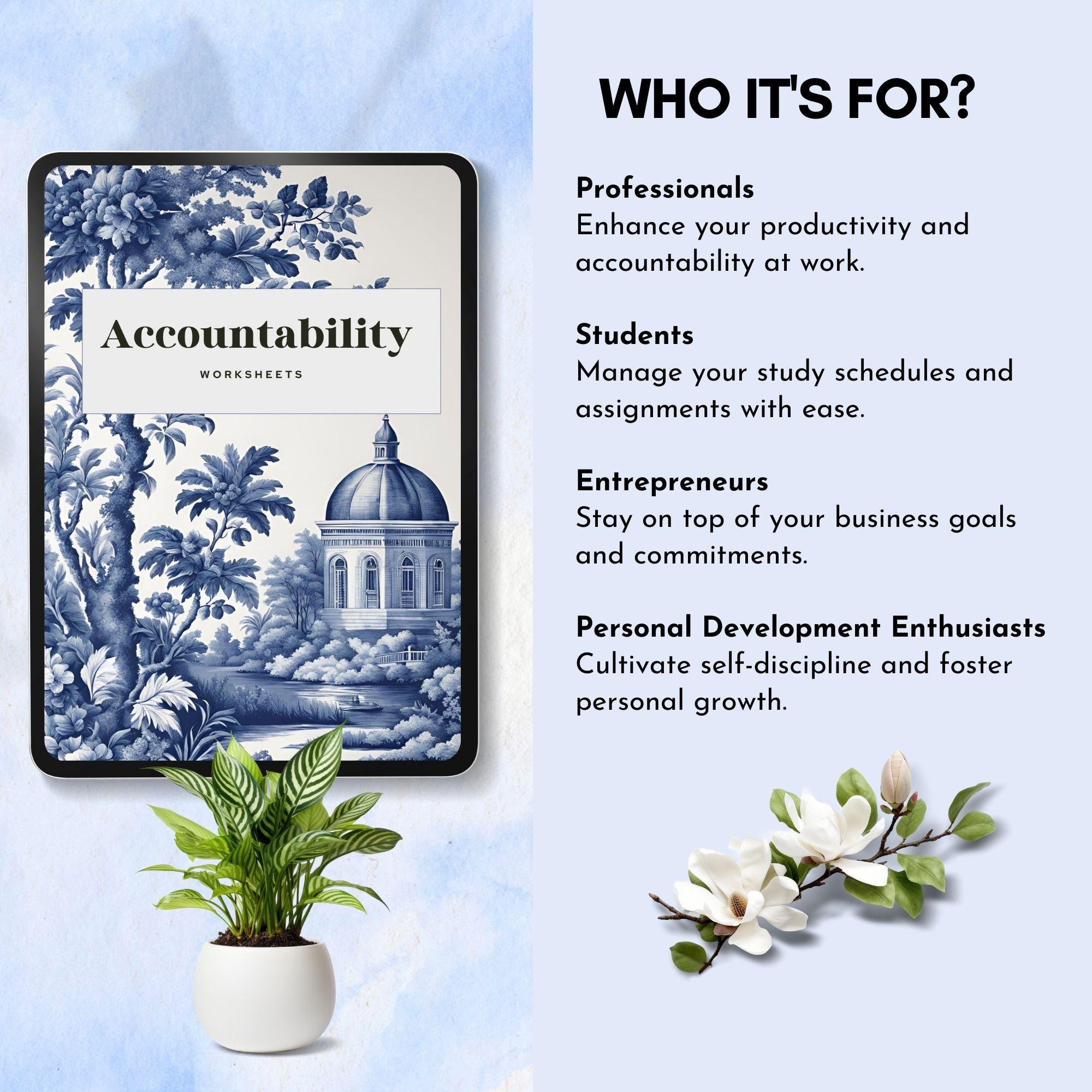 Accountability Worksheet Therapy Self Help Goal Setting Tool Personal ...