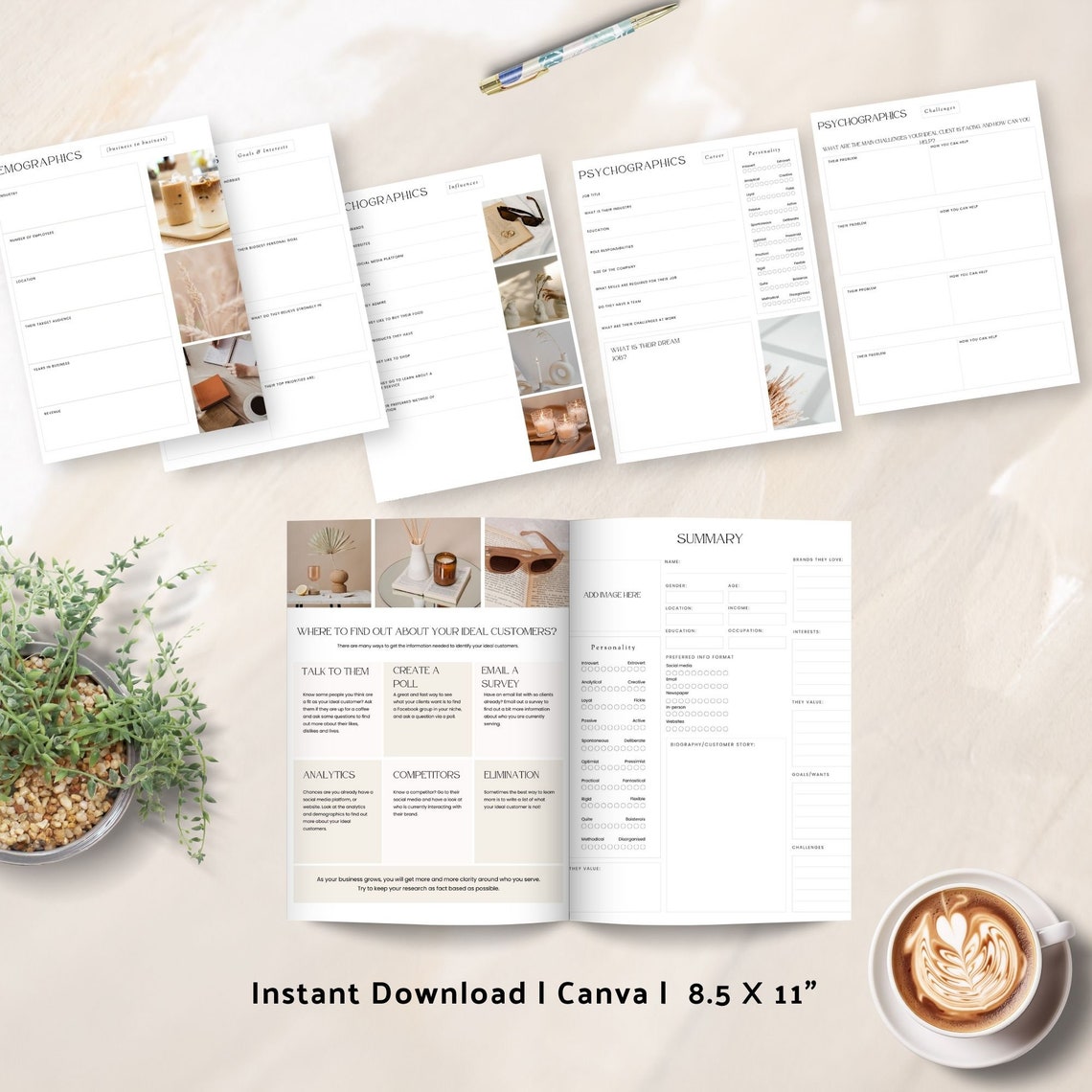 Ideal Customer Avatar Worksheet Canva Template Target Market Audience ...