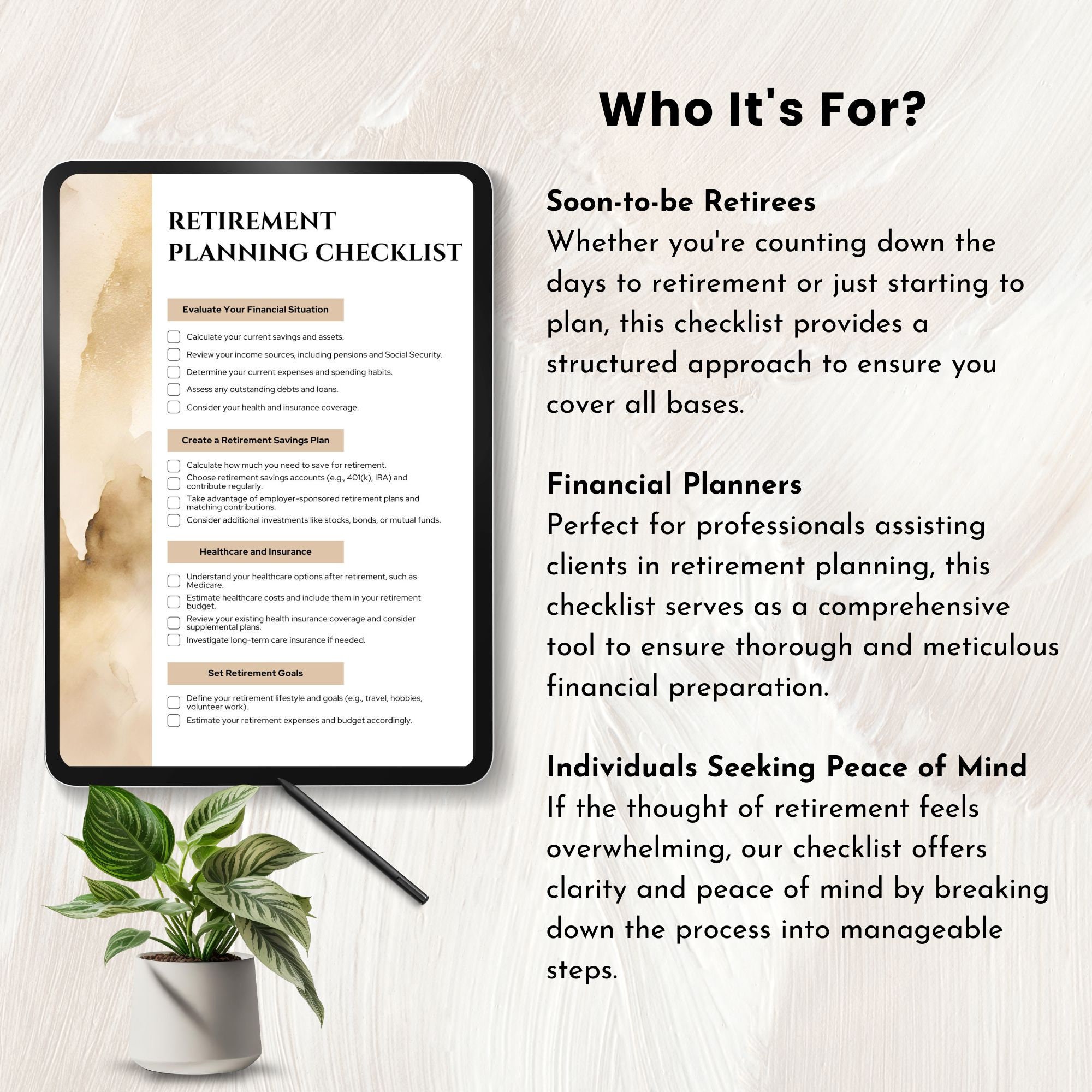 Retirement Checklist Retirement Planner Template Printable Retirement ...