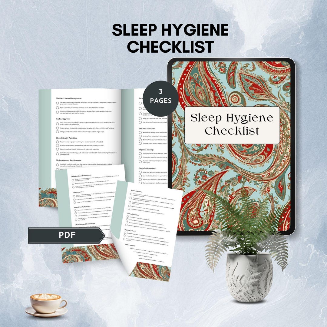 Sleep Hygiene Checklist Bedtime Diary Improve Sleep Night Time Routine ...