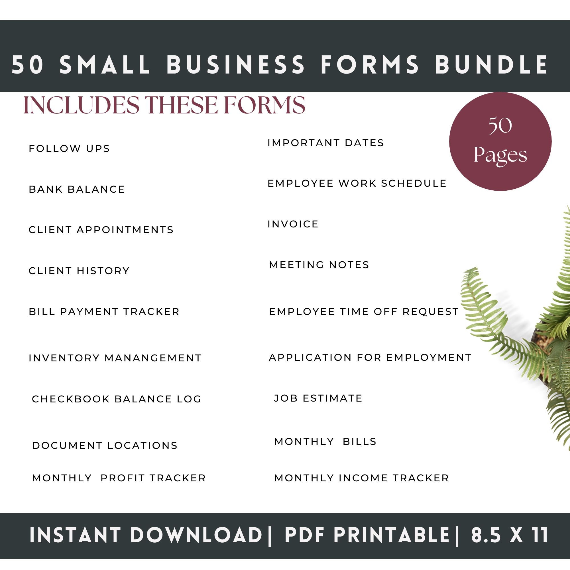 Business Forms Bundle | Small Business Owner Form Order Form Template ...