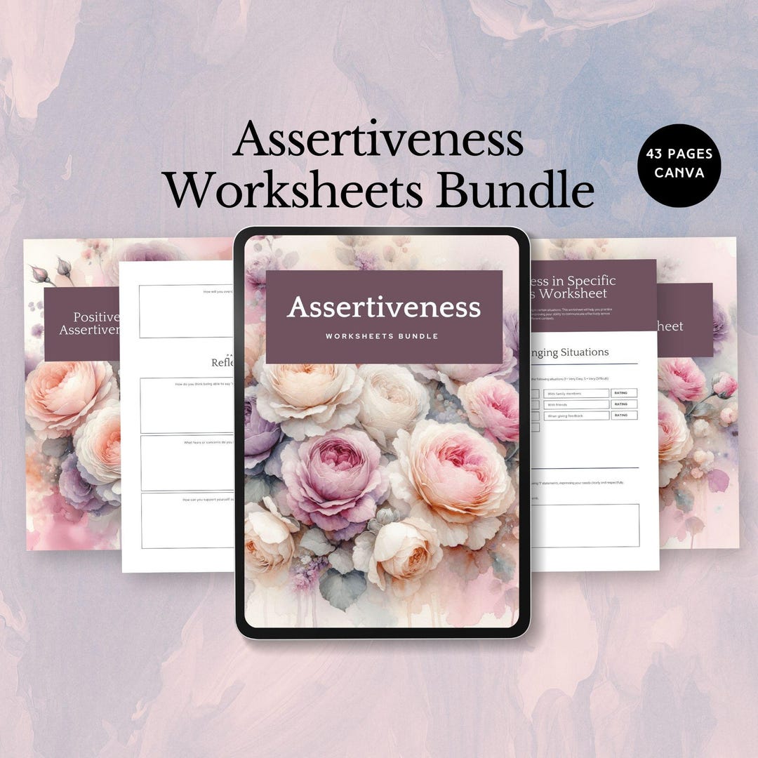 Therapy Assertiveness Worksheets Canva Template Communication Skills ...