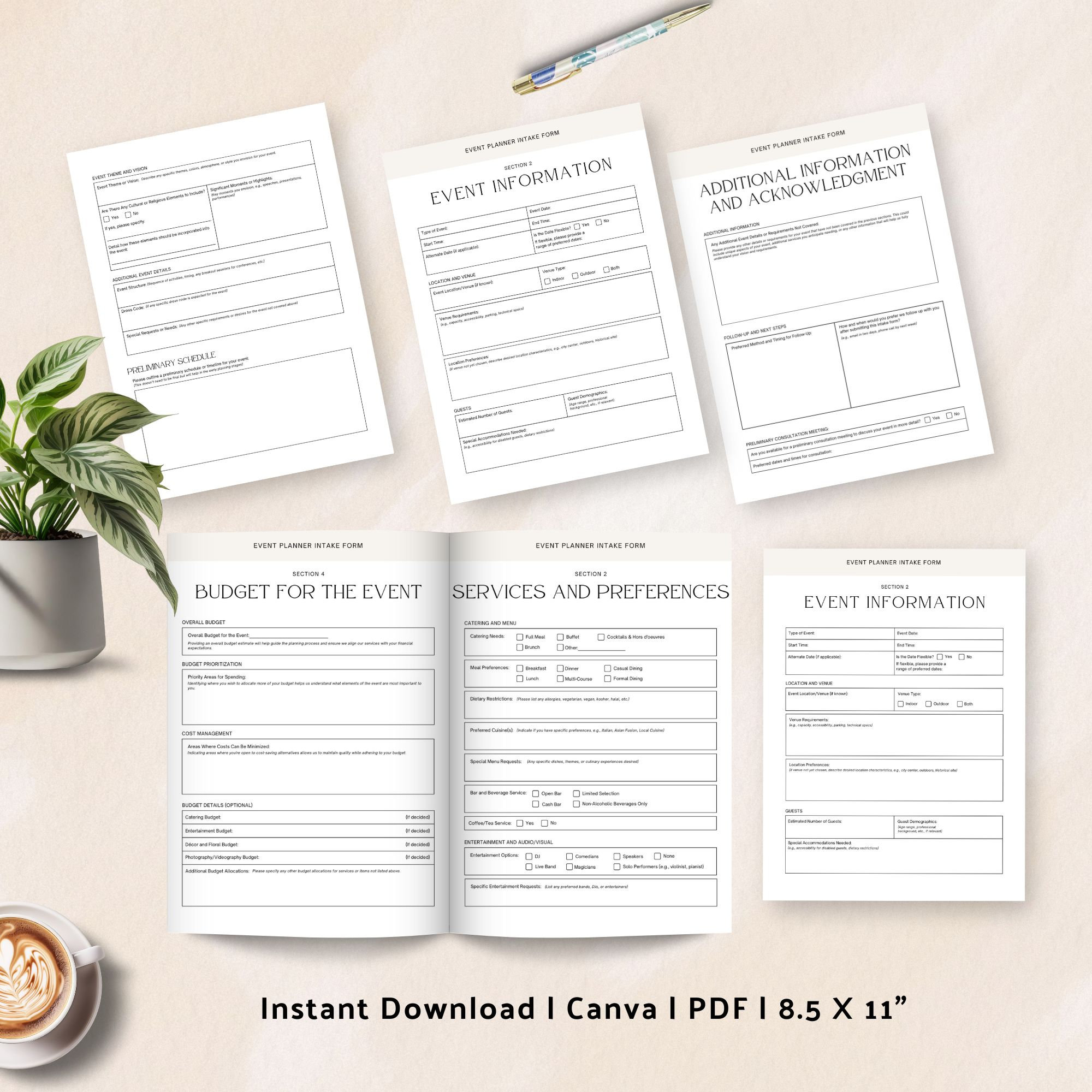Event Planner Intake Form Canva Template Event Organizer Service ...