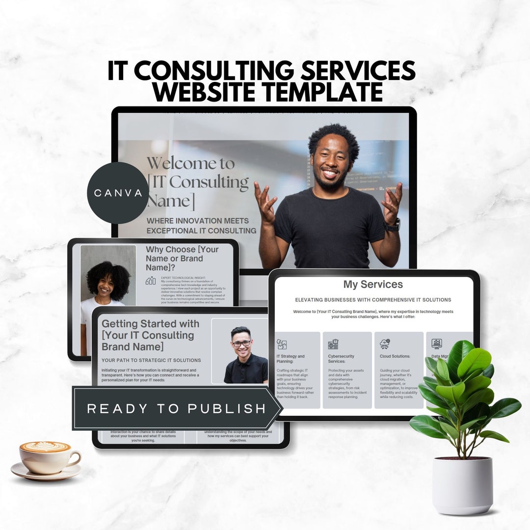 IT Consulting Services Website Template Canva IT Service Professional Business Sales Page ...