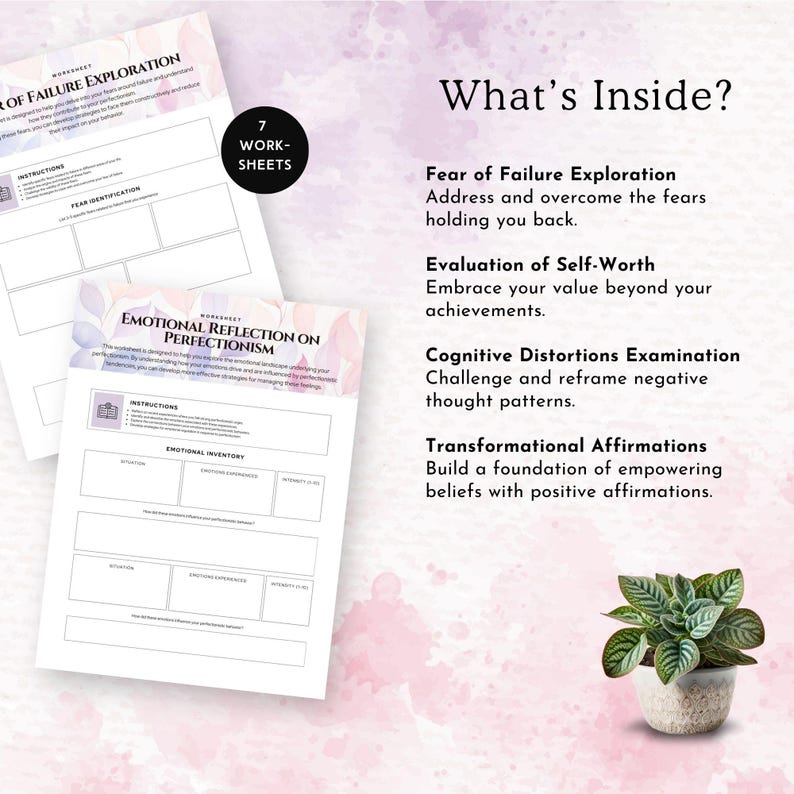 Therapy Worksheets for Perfectionism Template Fear of Failure Exercise ...