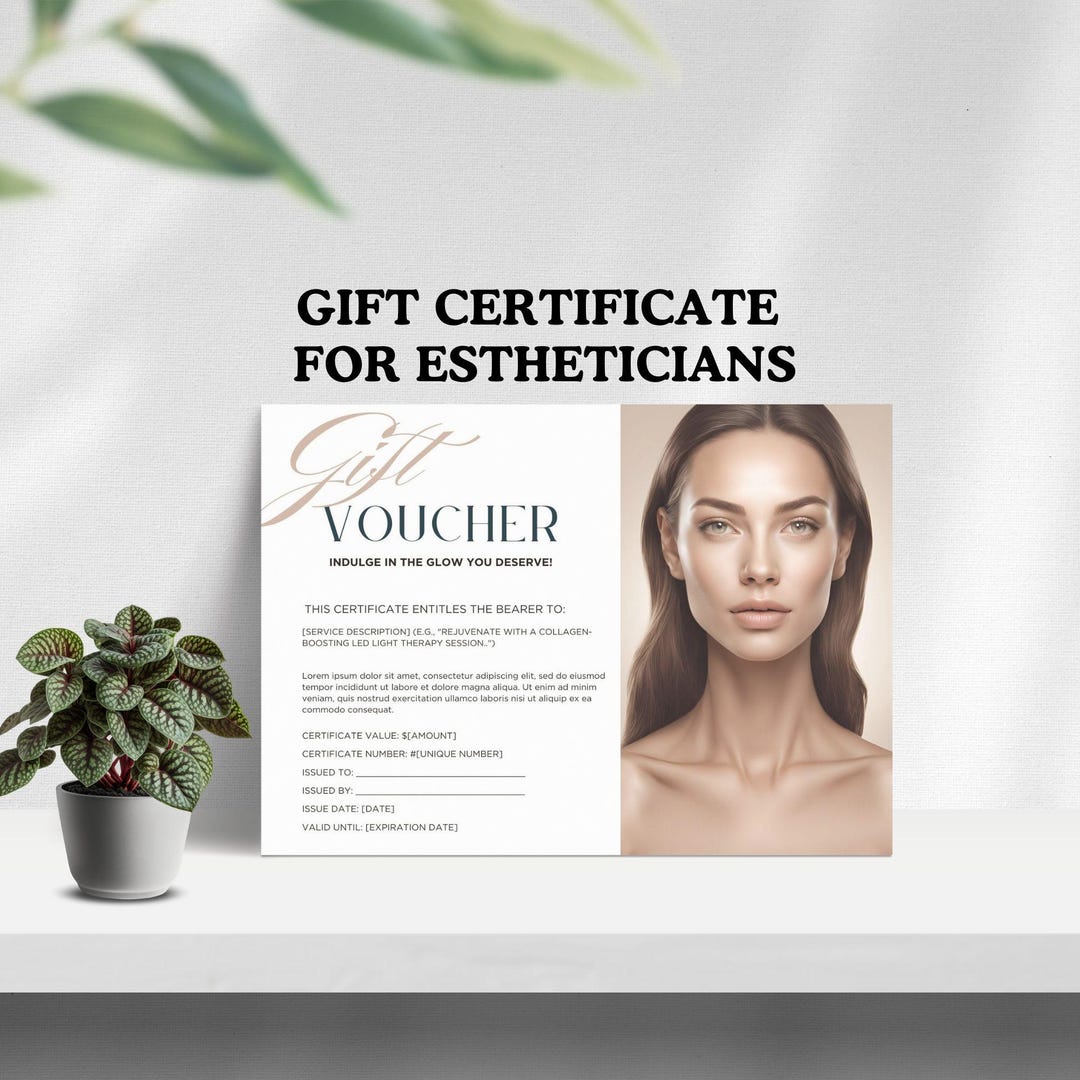 Esthetician Gift Certificate Beauty Voucher Skincare Treatment ...