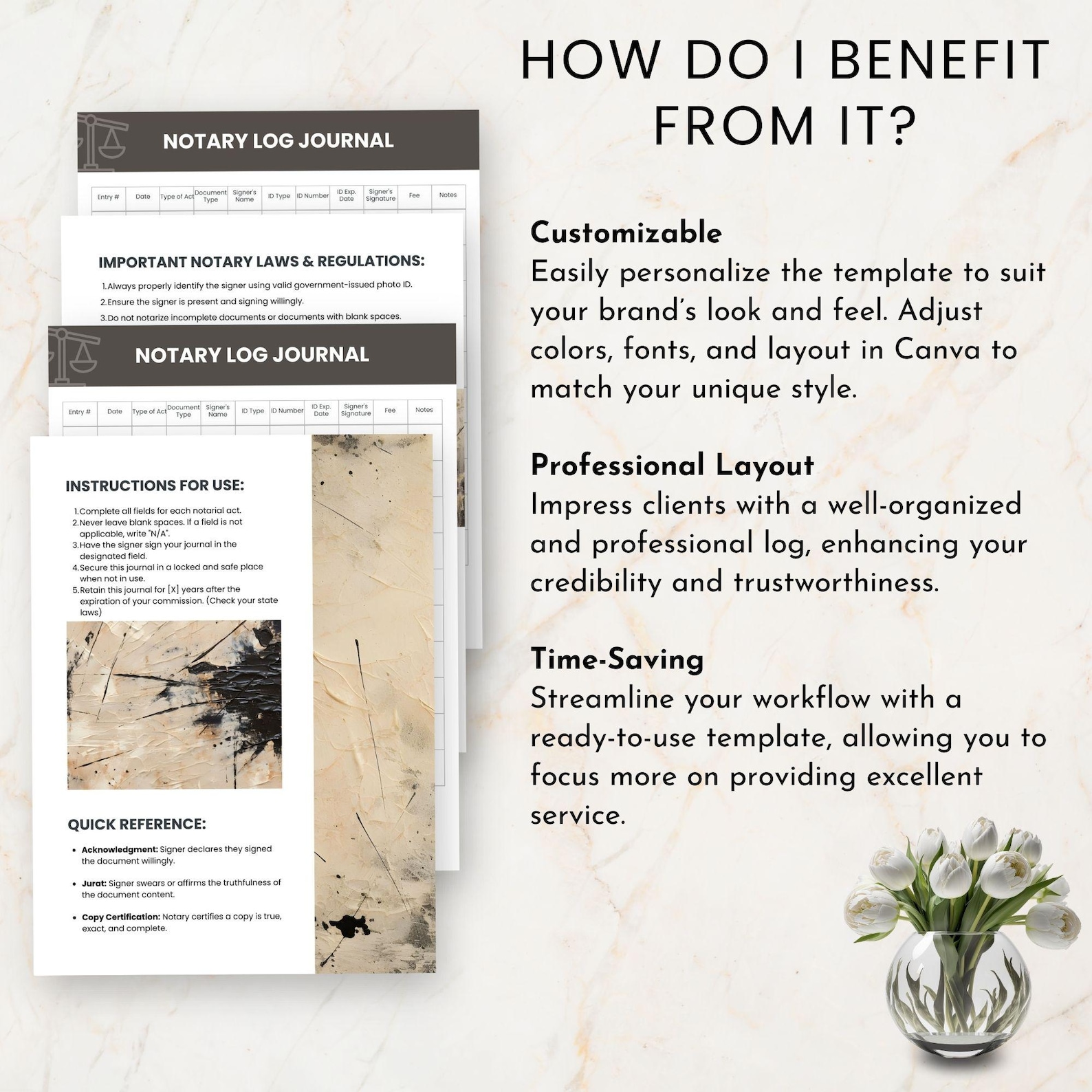 Printable Notary Journal Template Notary Public Journal Pages Notary ...