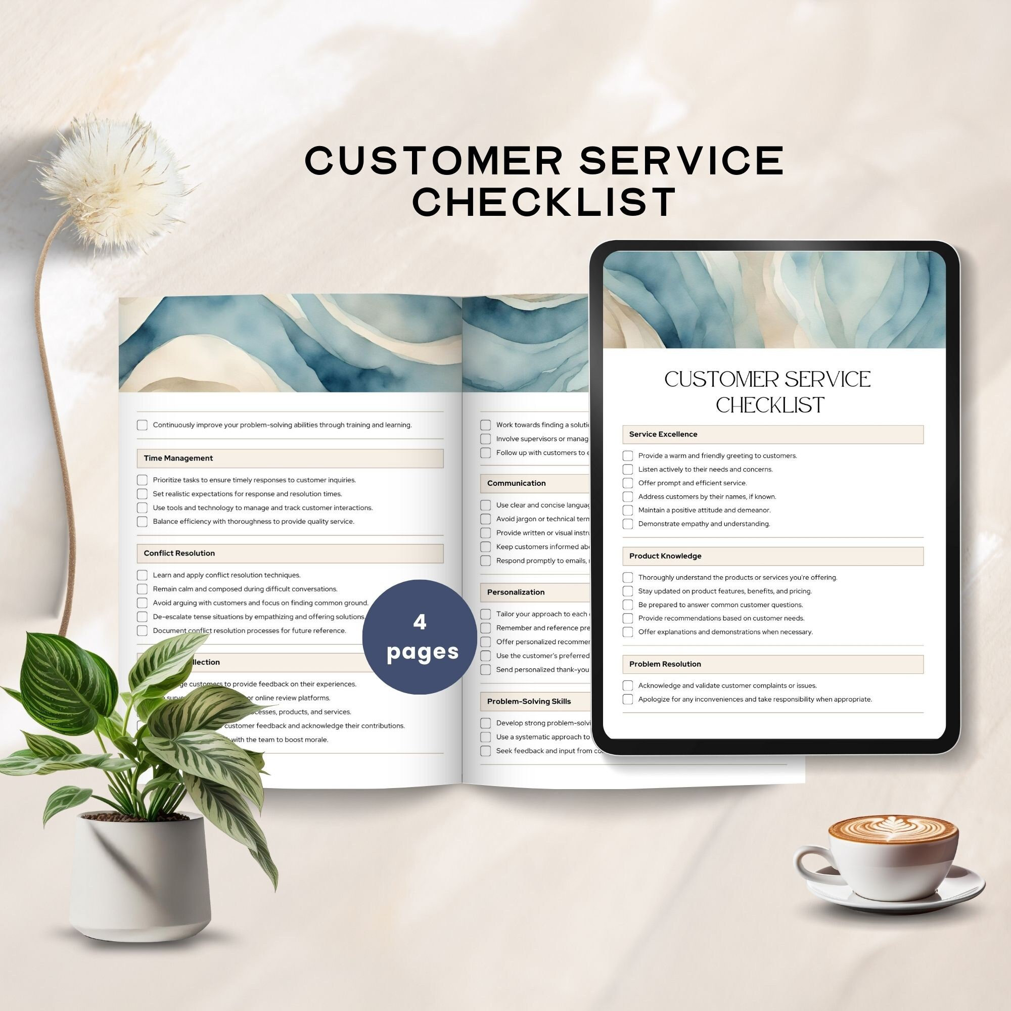 Customer Service Checklist Template Canva Boost Business Excellence ...