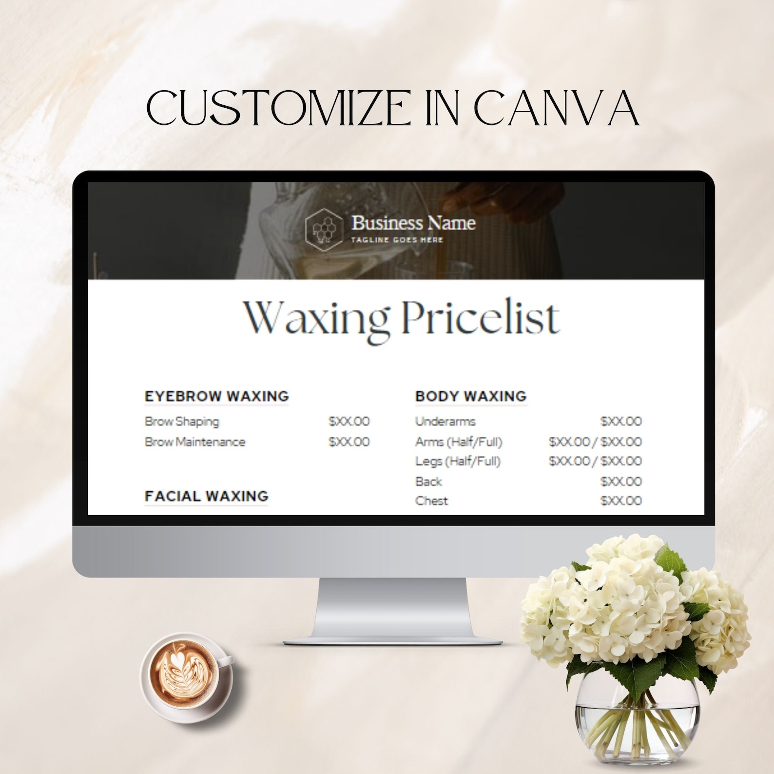 Waxing Services Price List Template Canva Brazilian Waxing Bikini Flyer ...