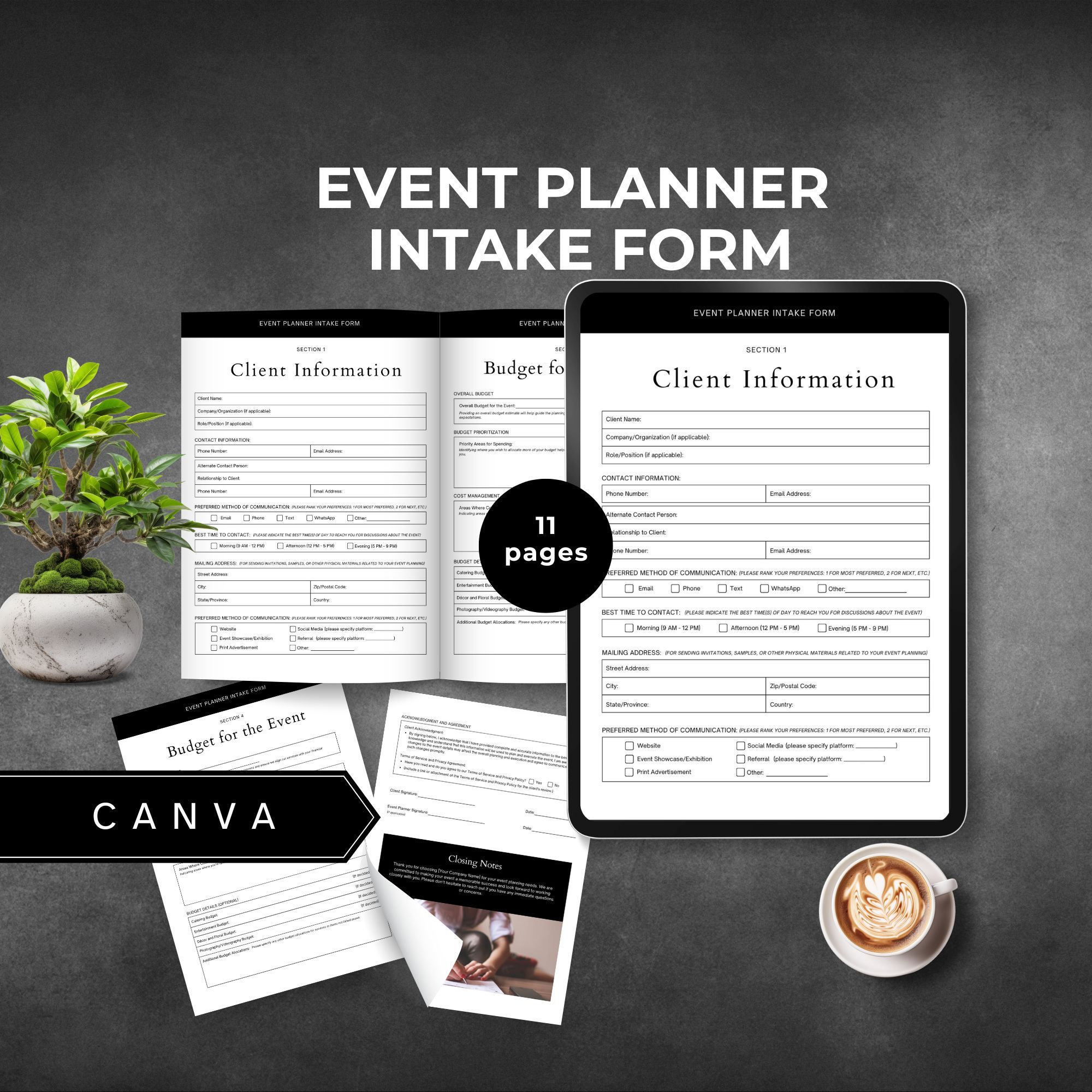 Event Planner Intake Form Canva Template Event Organizer Service ...