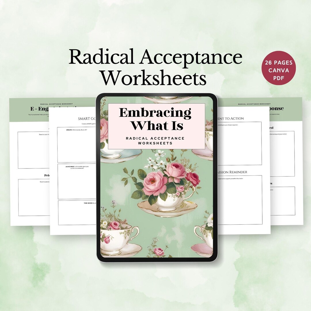 Radical Acceptance Worksheet, Mental Health Resource, Emotional ...