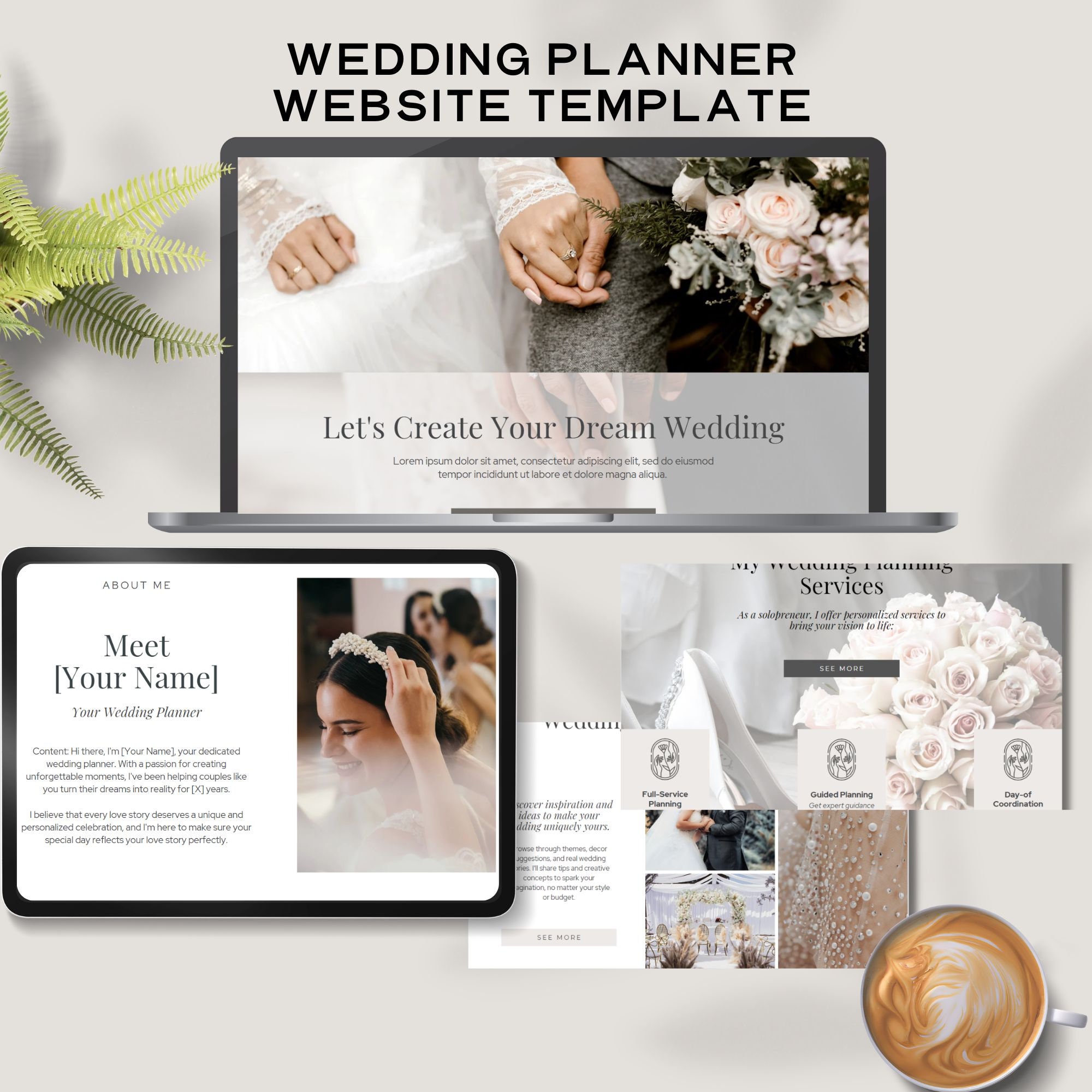 Wedding Planner Website Template Canva Wedding Coordinator Sales Page ...