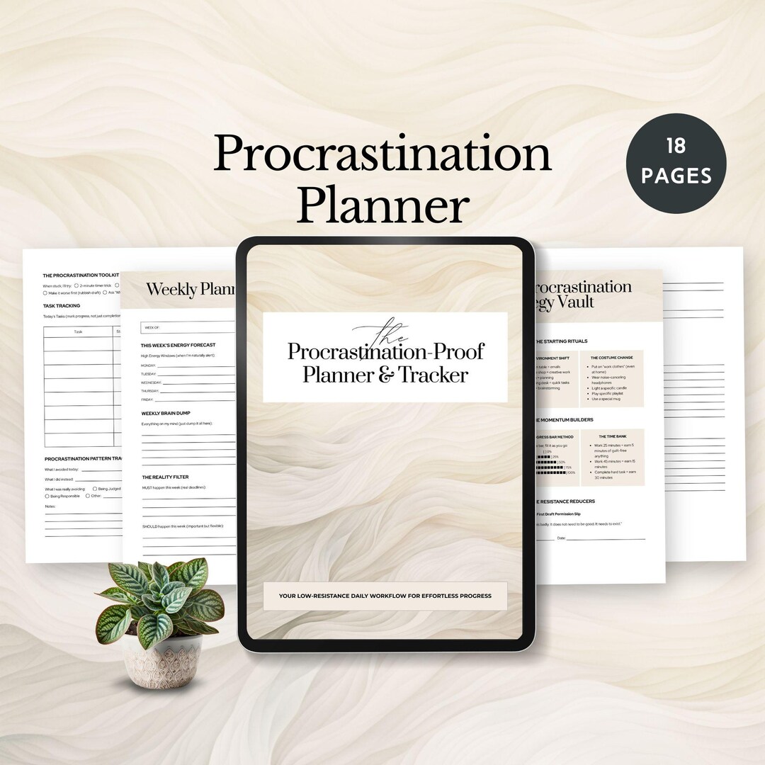 Digital Planner No Procrastination Tracker Productivity Guide Time ...