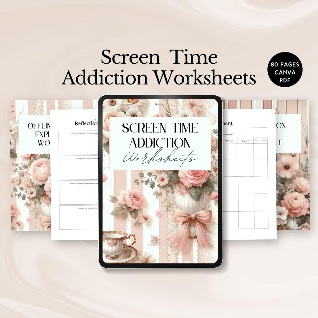 Screen Time Addiction Worksheets Digital Detox for Teens Device Habit ...