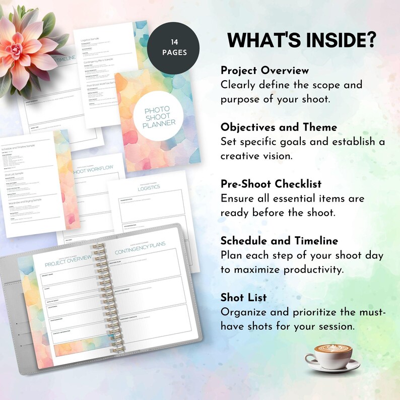 Photo Shoot Planner Template Styled Wedding Photo Shoot Organizer Event ...