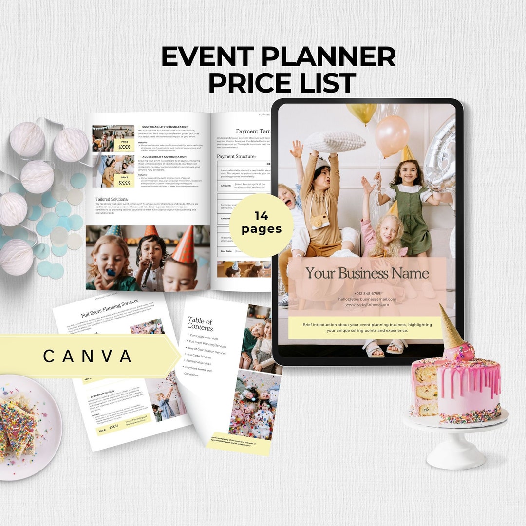 Event Planner Pricing Guide Template Event Services Price List Menu ...