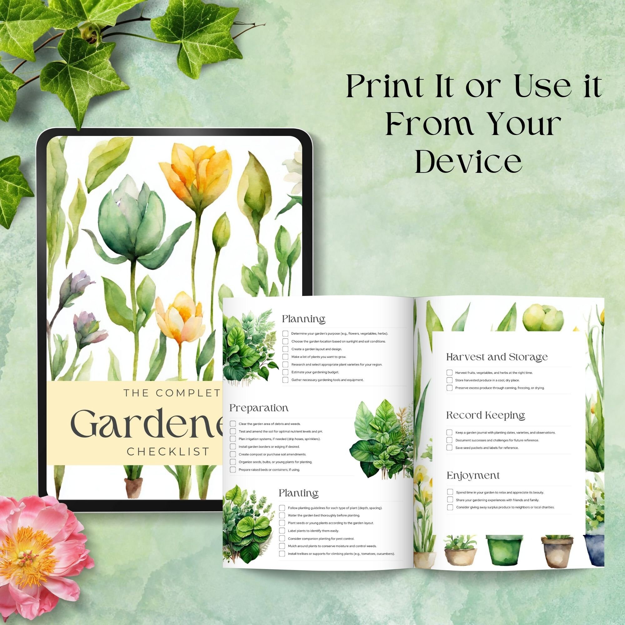 Gardening Checklist Planner Plant Profile Log Book Garden Houseplant ...