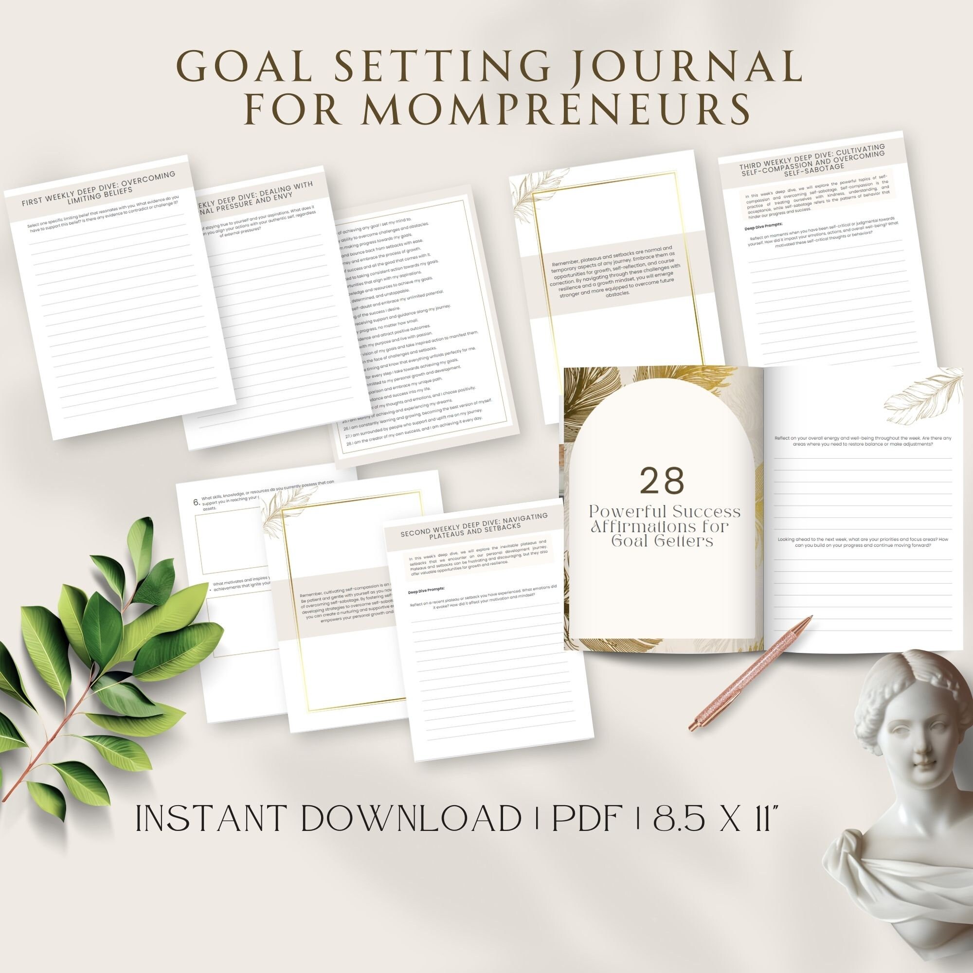 Goal Planner Bundle Journal Prompts for Goal Setting Gift for Moms ...