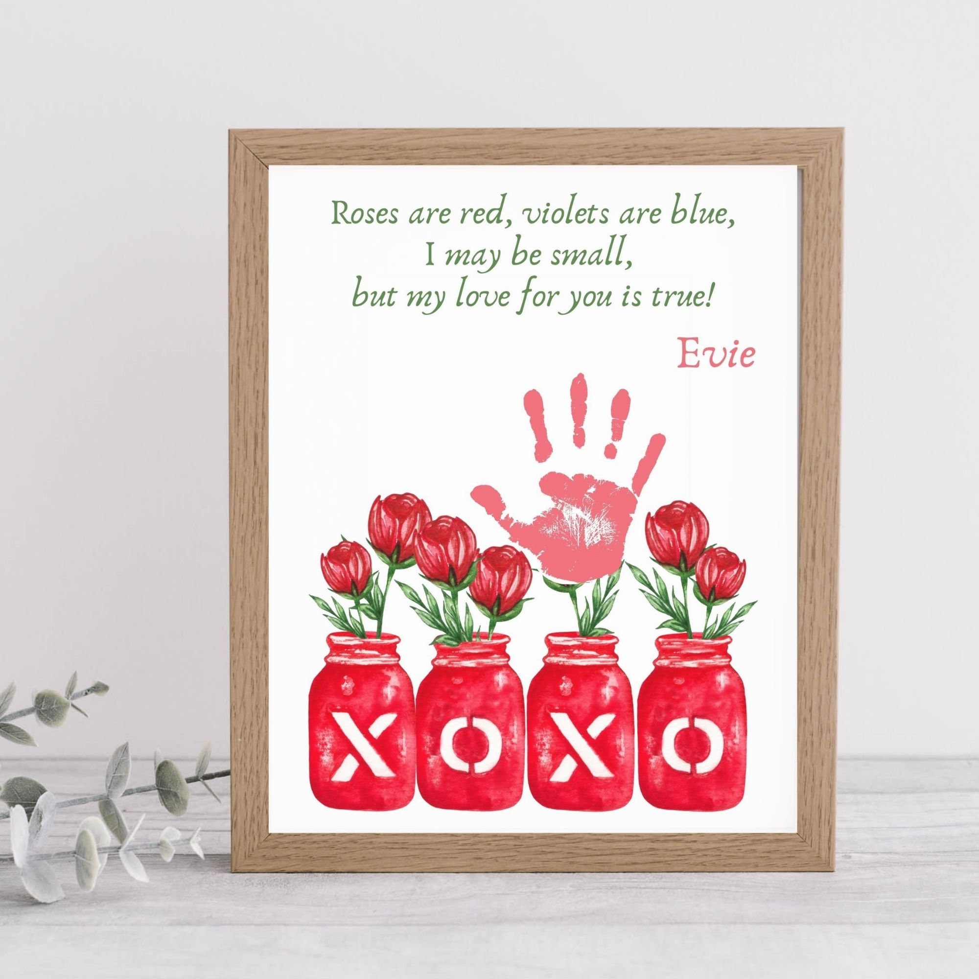 Personalized Handprint Art for Mom Customizable With Child's Name Red ...