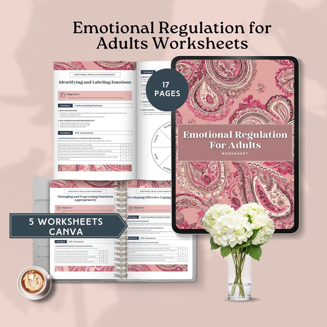 Emotional Regulation Adult Plan Worksheet Canva Template Anxiety Relief ...
