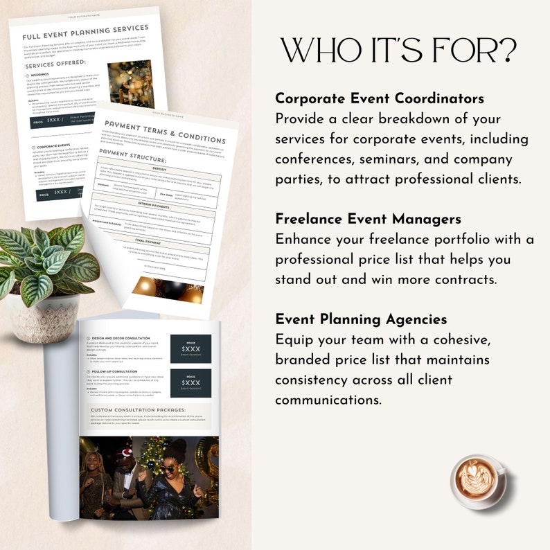 Event Planner Pricing Guide Template Event Services Price List Menu ...