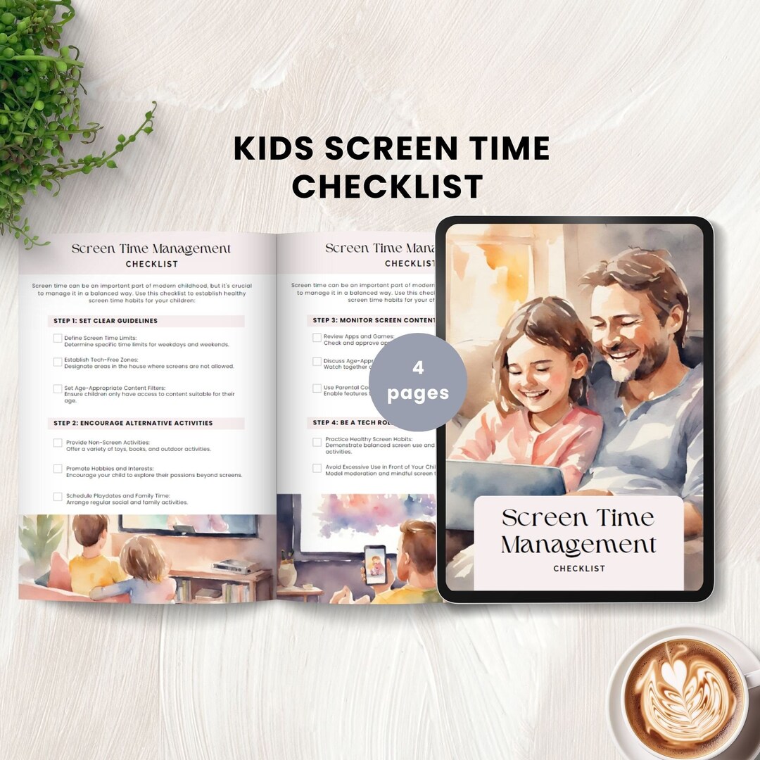 Kids Screen Time Chart Checklist Daily Screen Time Schedule After ...