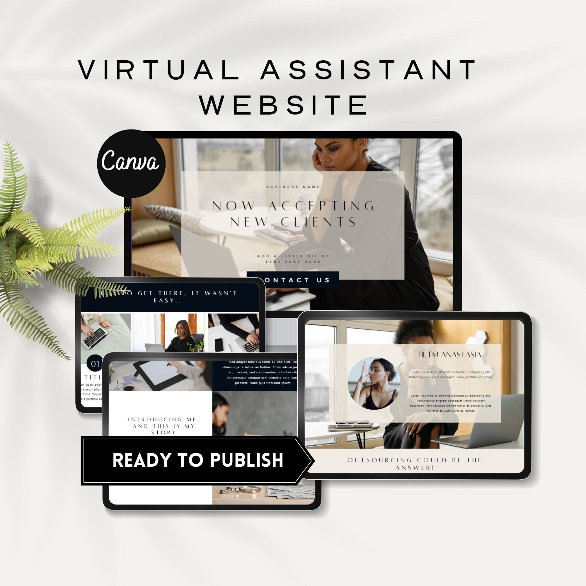 Canva Website Template for Virtual Assistants VA Canva Design Landing ...