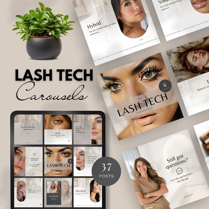 Lash Tech Social Post Instagram Template Carousels Eyelash Extension ...