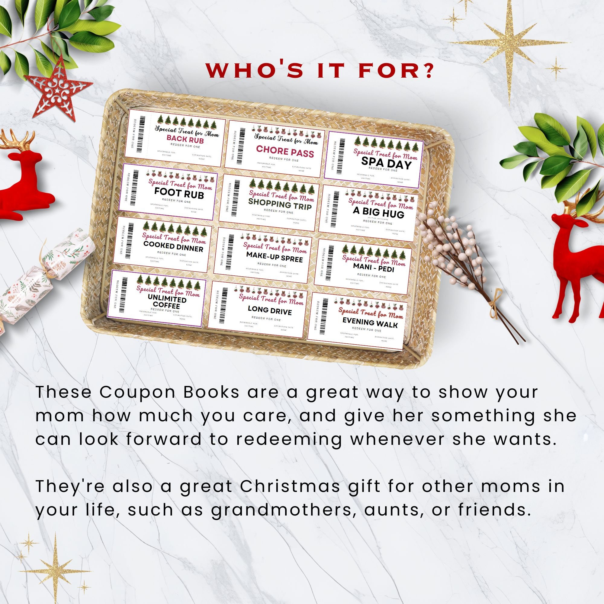 Christmas Coupon for Mom Printable Holiday Gift Voucher Love Coupon ...