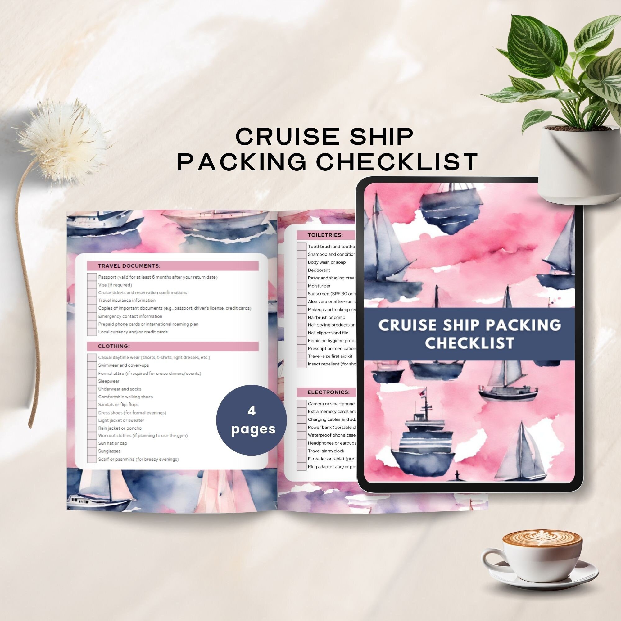 Cruise Ship Packing List Checklist Printable Summer Vacation Planner ...