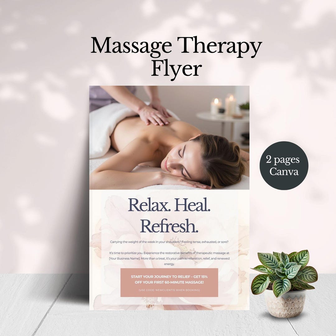Massage Therapy Flyers Spa Wellness Service Marketing Template Editable ...