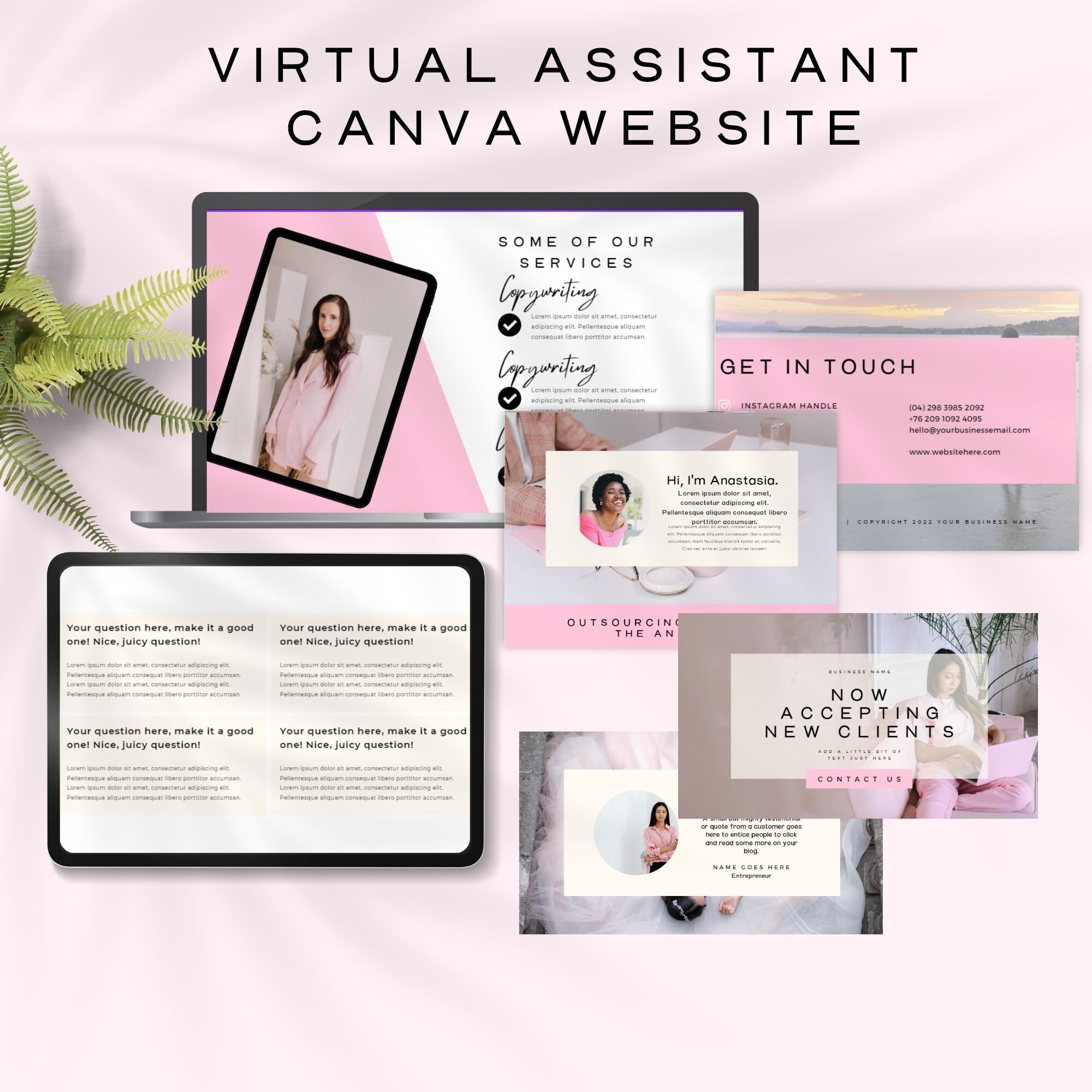 Canva Website Template for Virtual Assistant VA Canva Design Landing ...