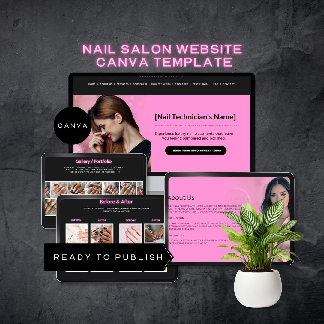 Nail Salon Website Canva Nail Tech Website Beauty Nail Technician ...