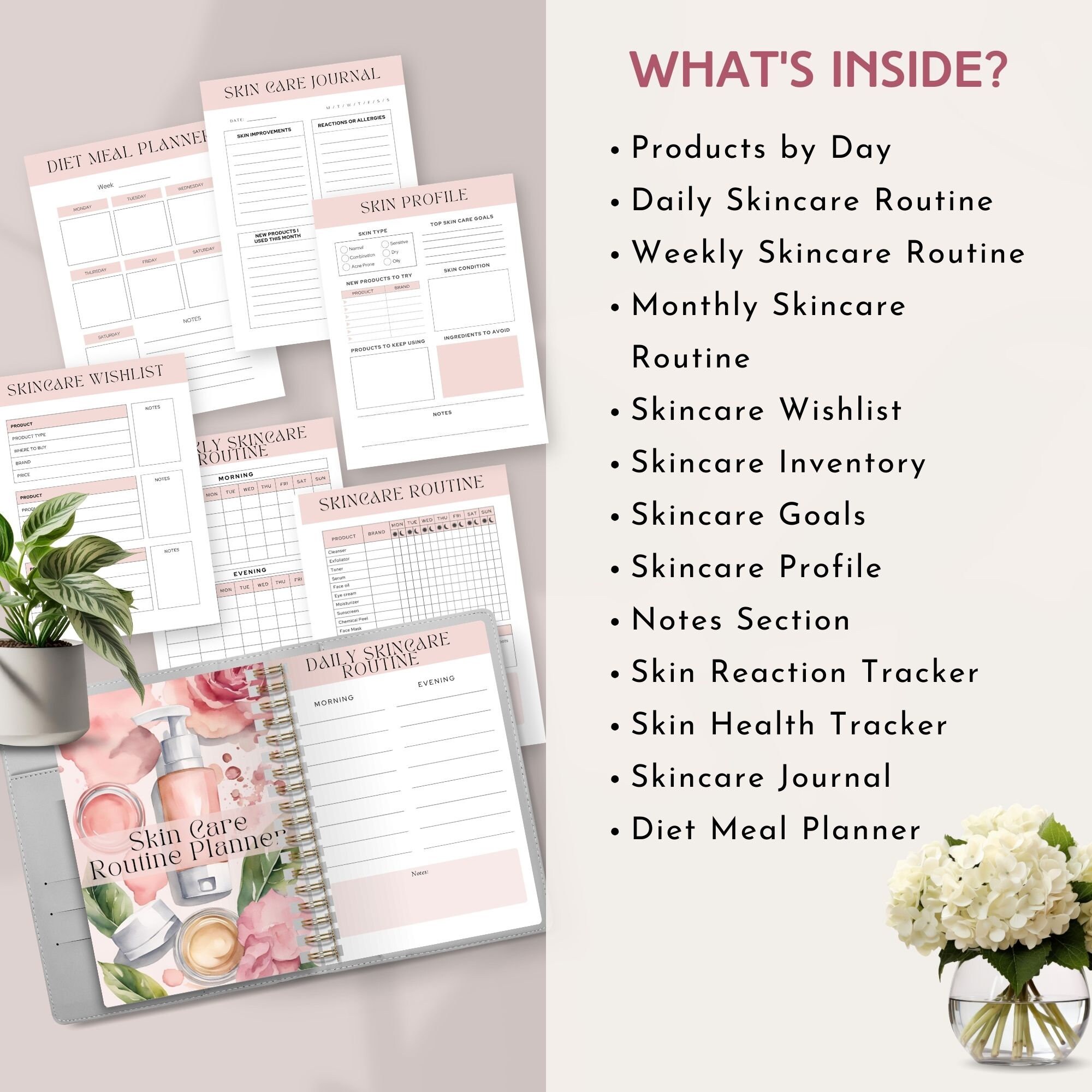 Skin Care Routine Printable Form Template Beauty Regimen Planner Daily ...