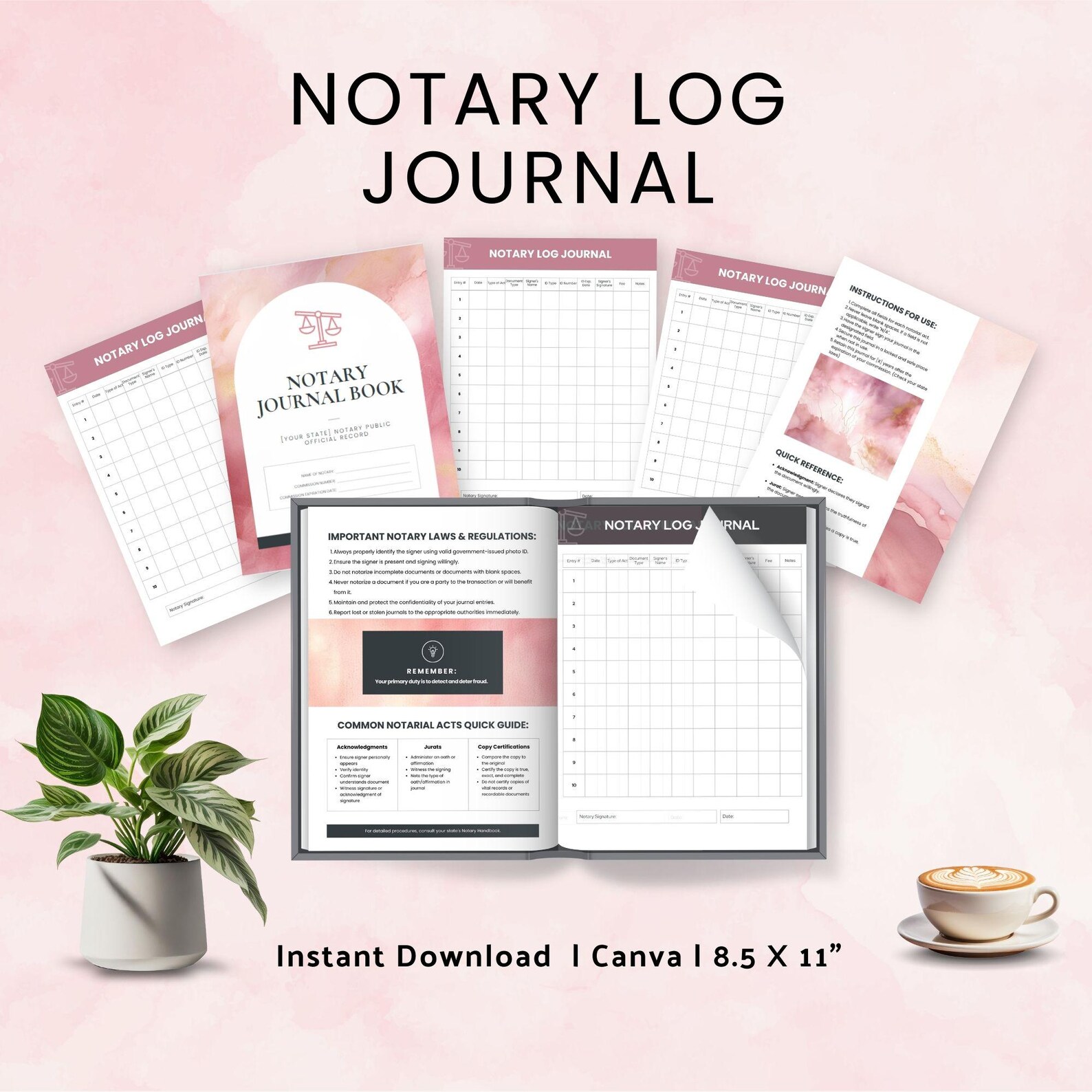 Notary Journal Book Printable Notary Journal Pages Notary Journal ...