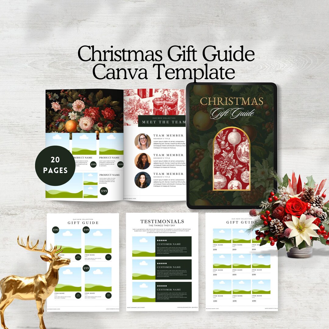Holiday Gift Guide Template Christmas Gift Product Catalog Digital Xmas ...