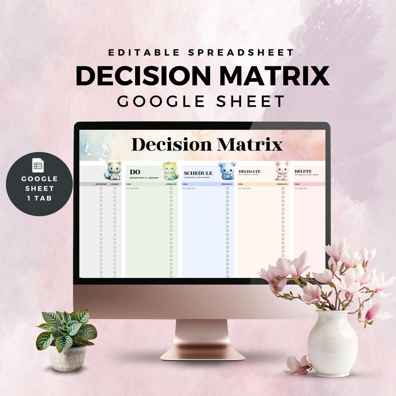 Decision Matrix Google Sheet Priority Tracker to Increase Productivity ...
