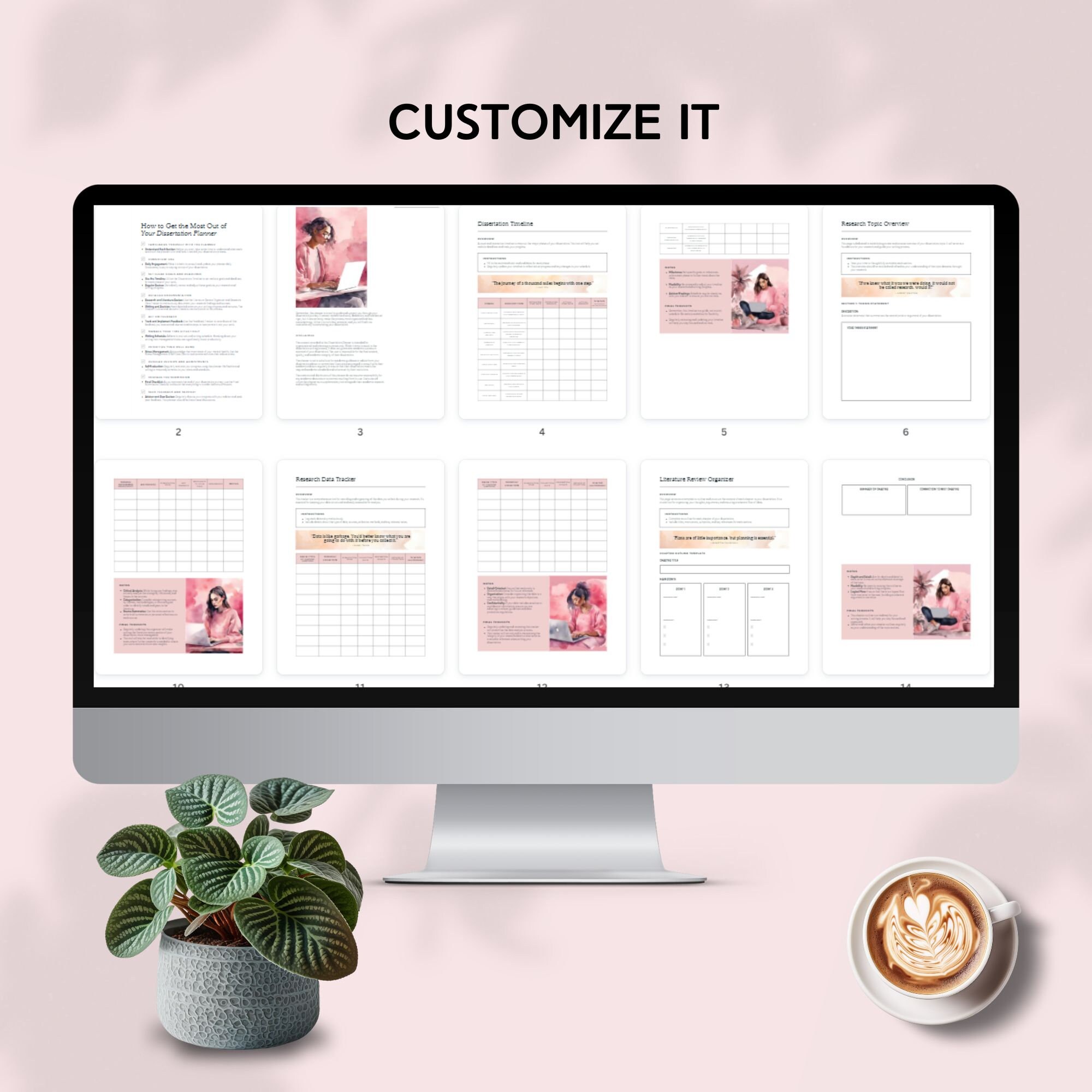 Dissertation Planner Canva Template Master Phd Thesis Guide University ...