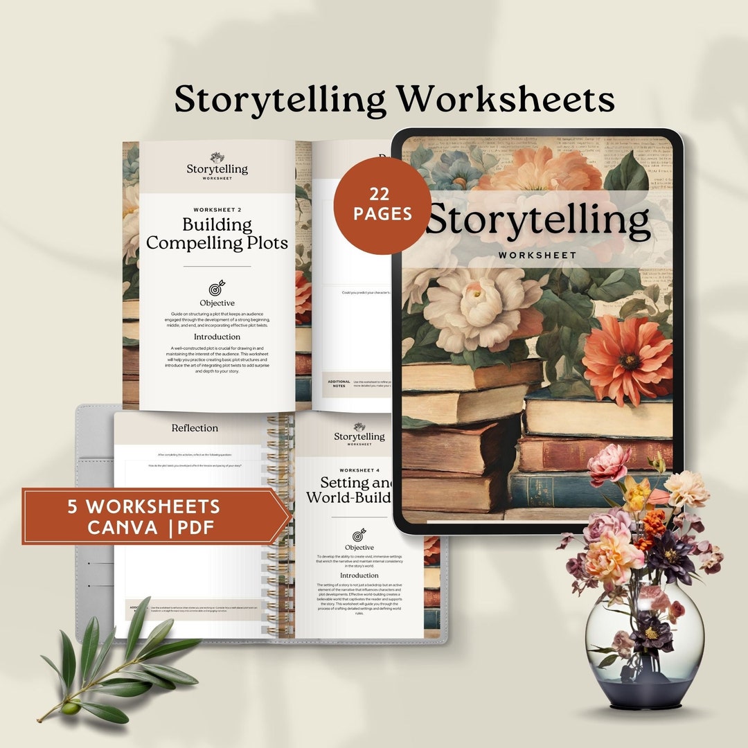 Storytelling Worksheet Novel Planner Writing Workbook Printable Outline ...