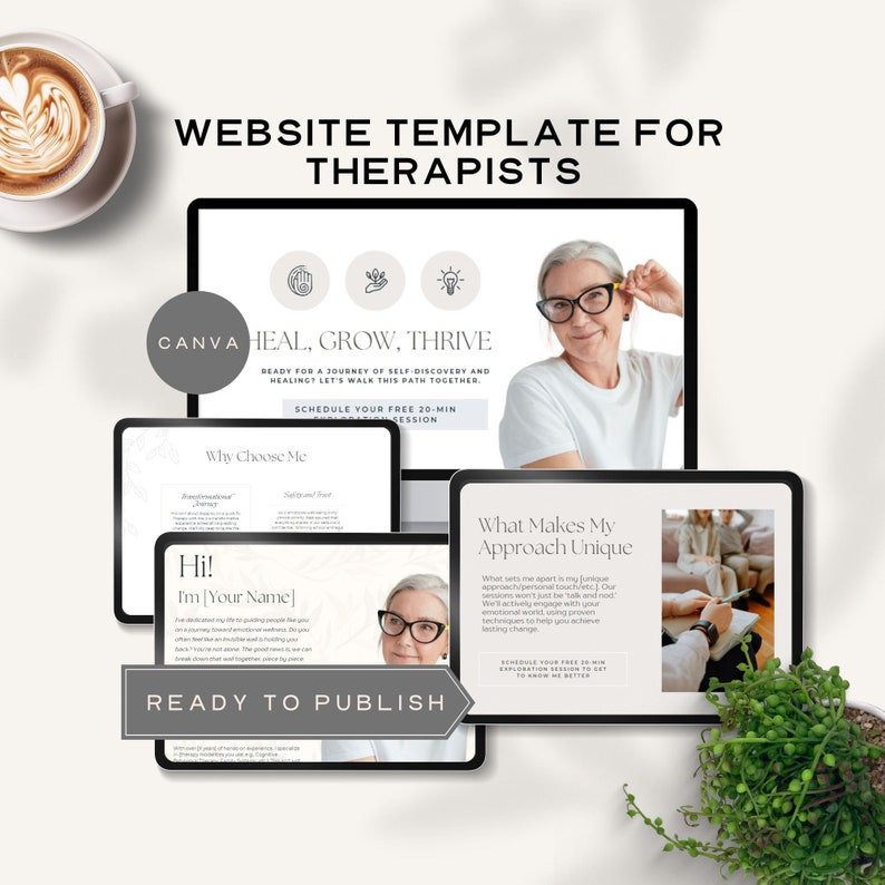 Canva Website Templates for Therapists Coach Counselor Mental Health ...