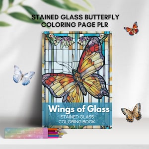 Stained Glass Butterfly Coloring Book for Adults Kid Butterflies Glass ...