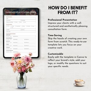 Florist Consultation Template Order Forms Florist Booking Form Flower ...