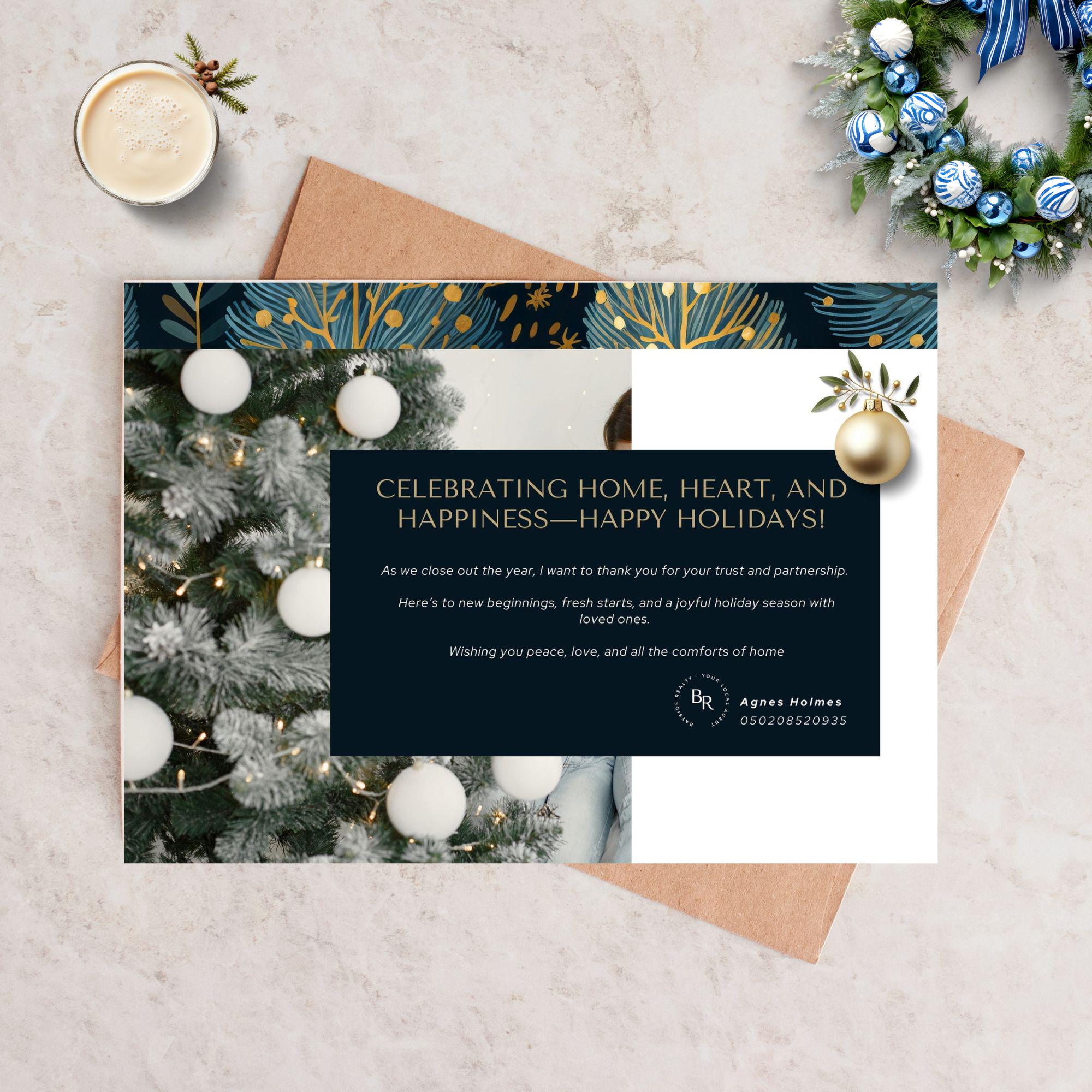 Real Estate Christmas Postcard Personalize Holiday Greeting Card ...