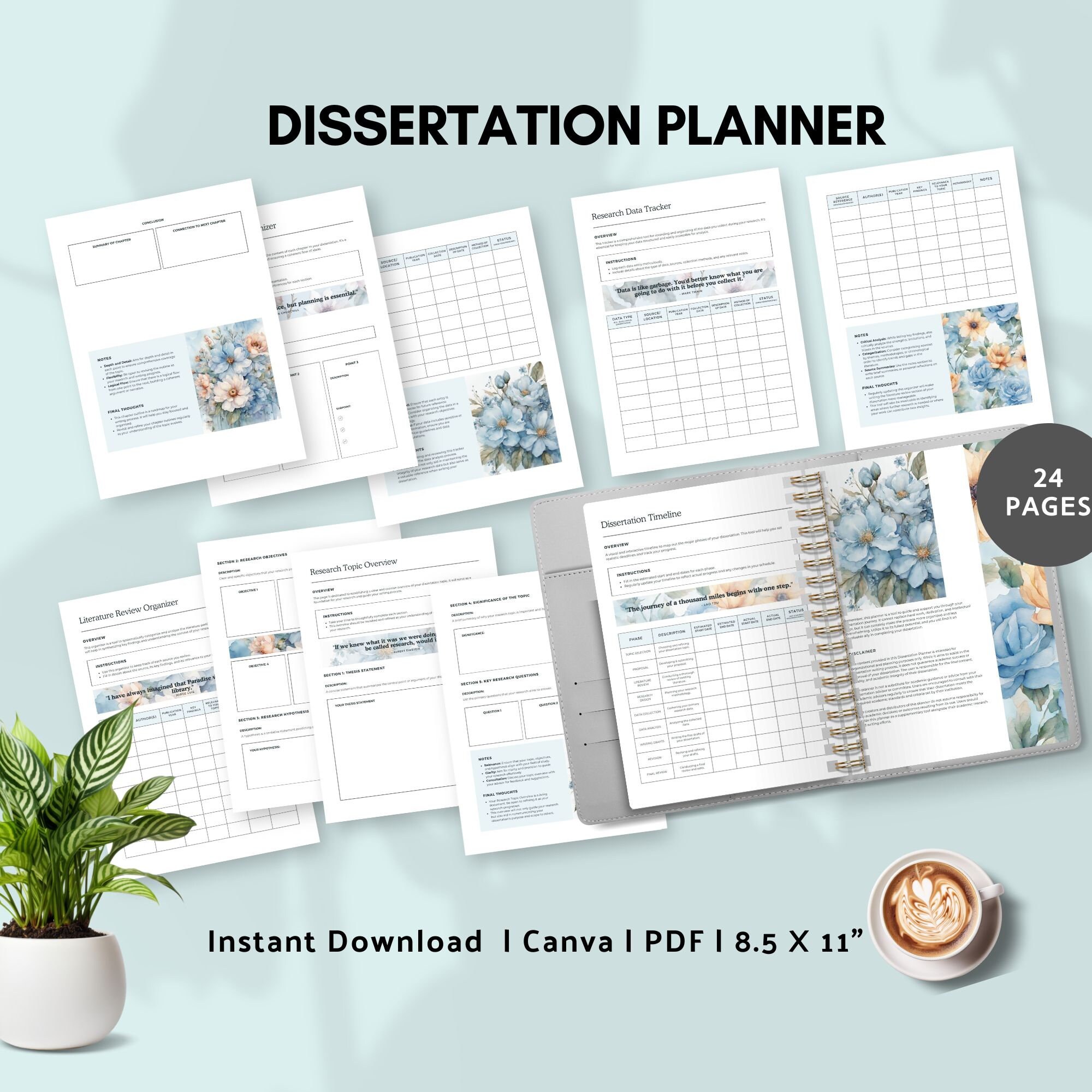 Dissertation Planner Canva Template University Planner Master Phd ...