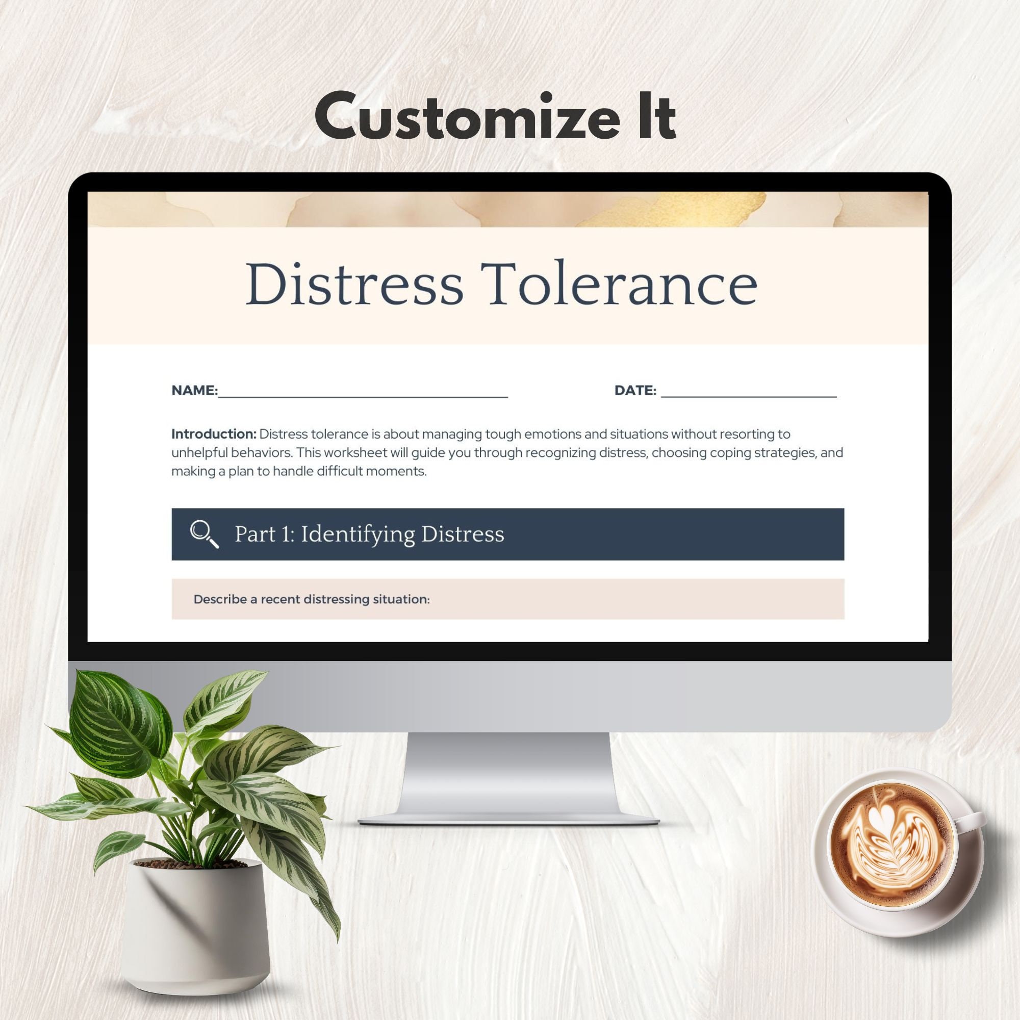 Distress Tolerance Worksheet DBT Emotional Regulation Therapy Workbook ...